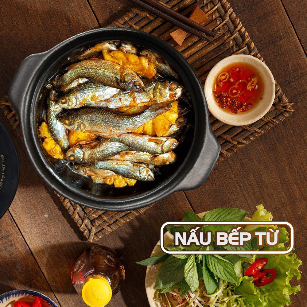 Nồi đất nấu bếp từ 1,2 lít (Đen) - NodaCook Bát Tràng