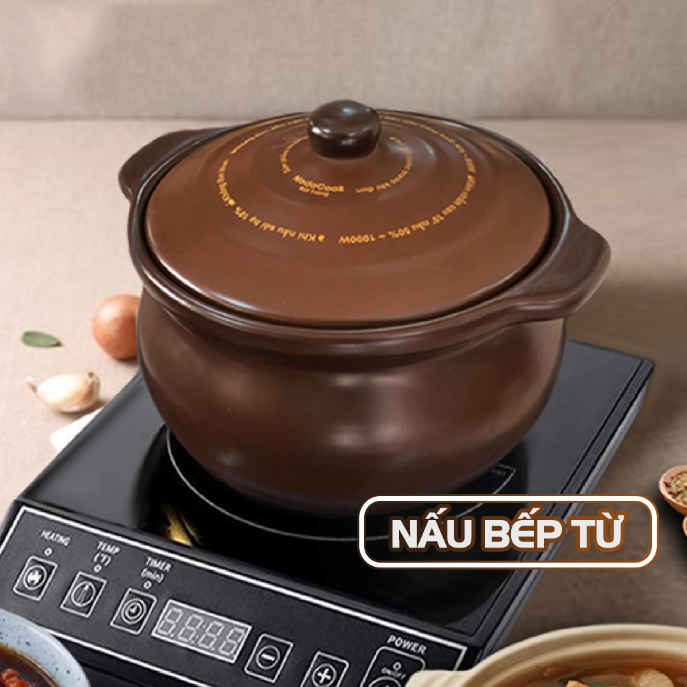 Nồi đất đáy từ 2 lít (Màu nâu) - NodaCook Hương vị nguyên bản